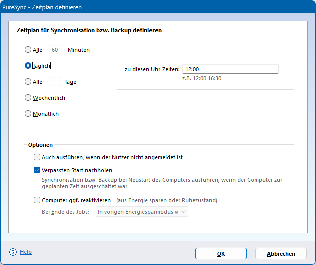 set schedule for backup / synchronization - Screenshots - PureSync